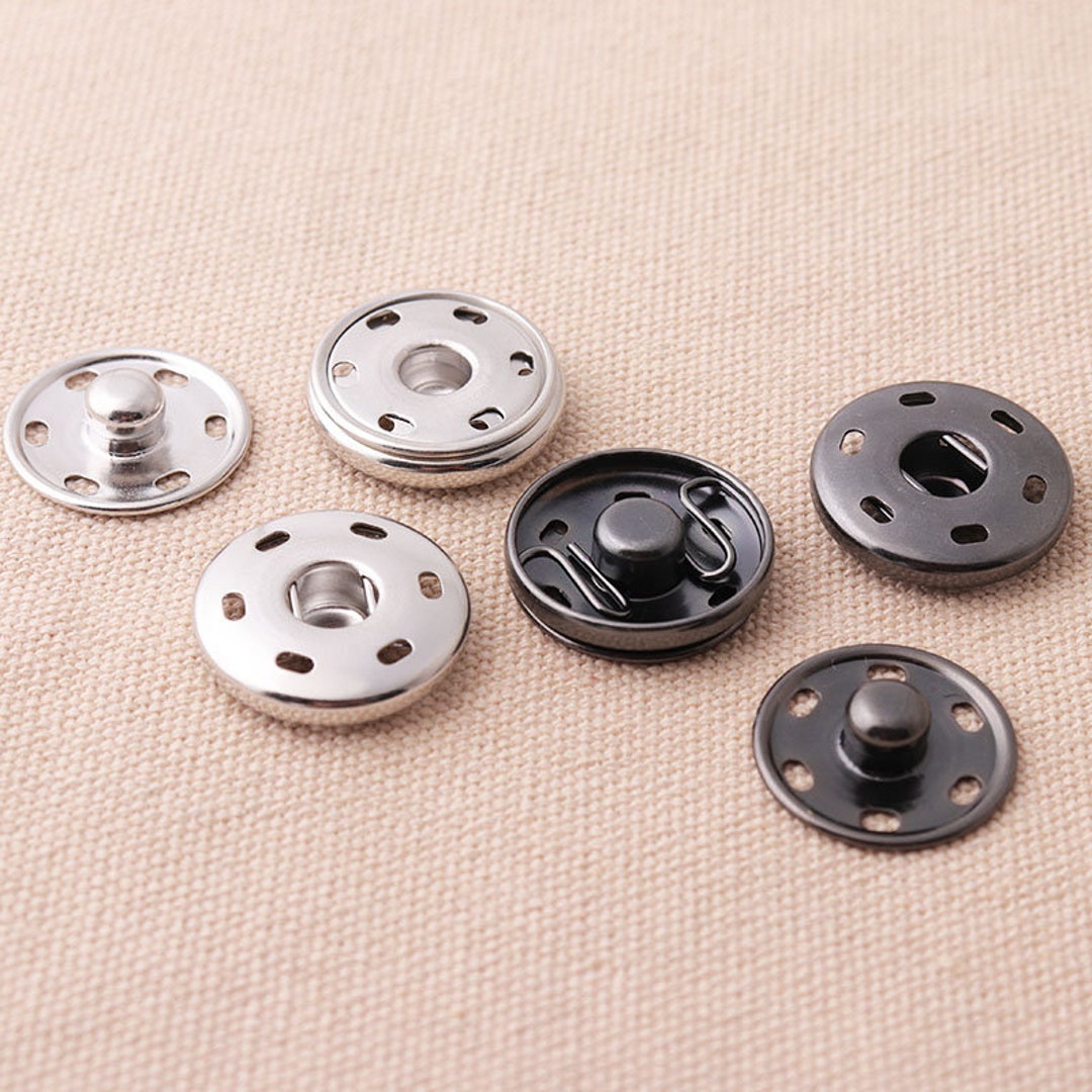 10sets Black and Silver 21mm Metal Snap Fasteners Press Studs Two Parts ...