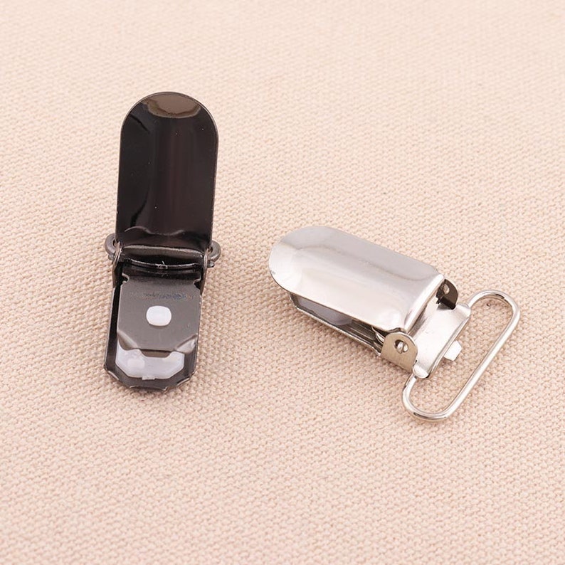 10pcs Black and Silver Round Head Metal Pacifier Clips Buckles - Etsy