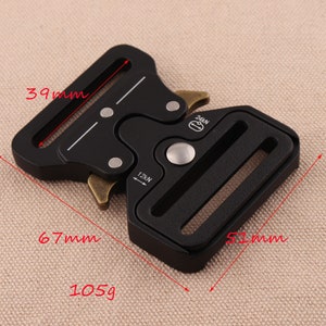 2pcs/lot Quick Side Slide Release Buckle 39mm Inner Black Color Metal ...