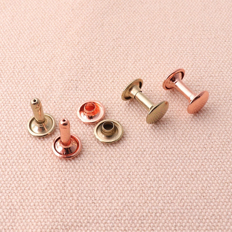 Double Cap Rivets Metal Studs Rivets Rose Gold & Gold Cap | Etsy
