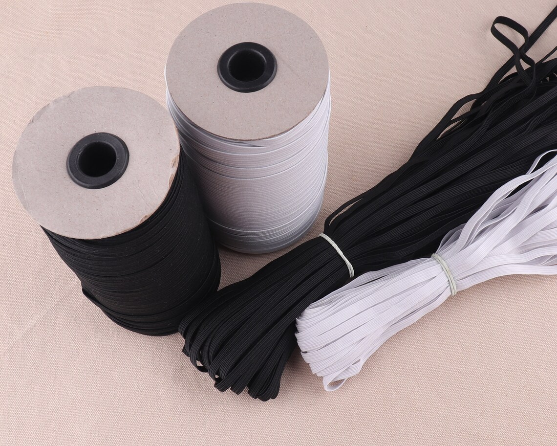Black and White Flat Elastic Band Cord5mm Flat Elastic - Etsy