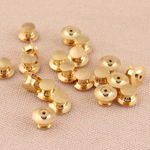 10pcs Pin Backs Locking Buttons Pins Keeper Clutch Label Gold Color ...