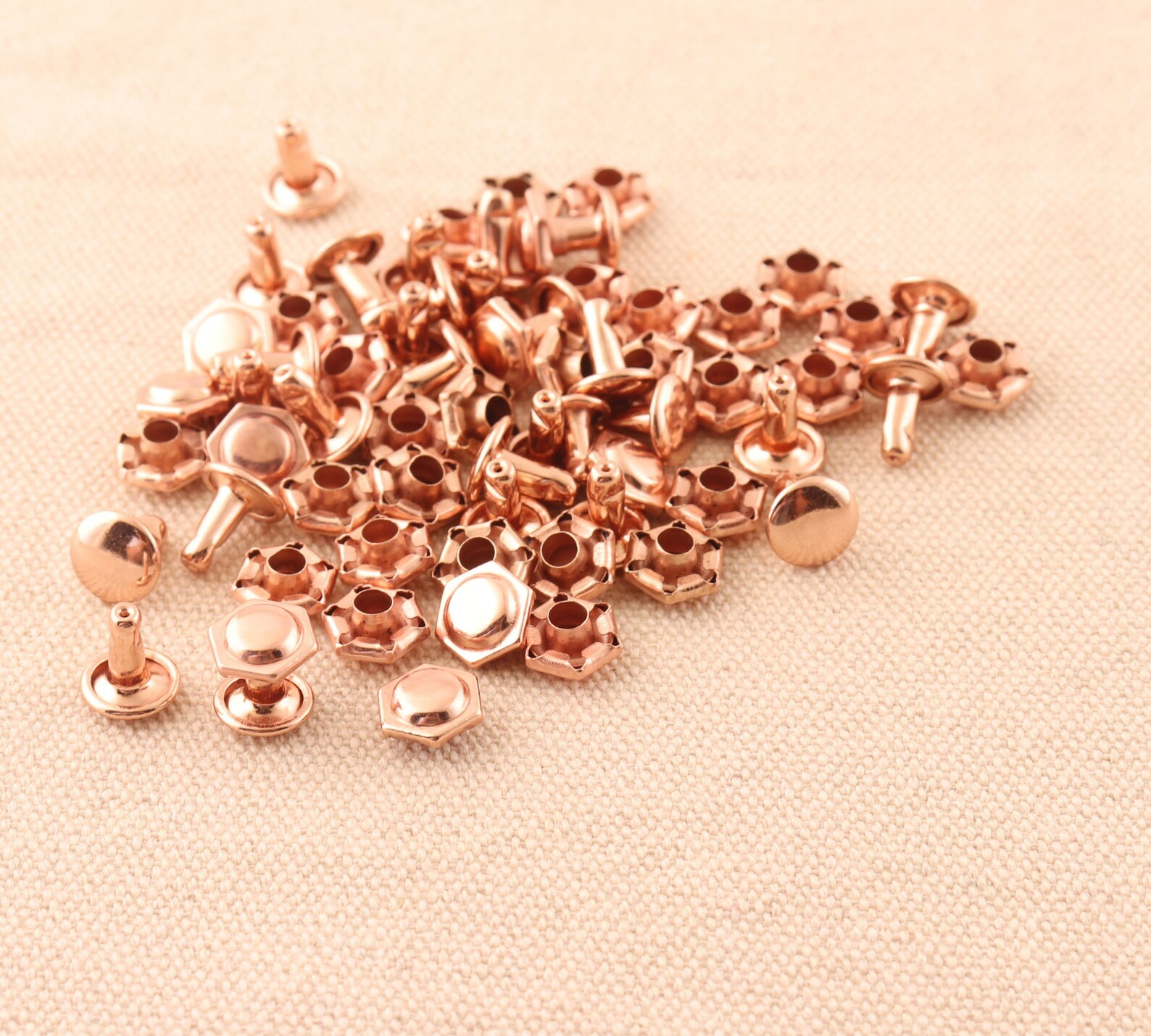 100pcs 89mm Double Cap Rivets Hexagon Shape Rose Gold Color | Etsy