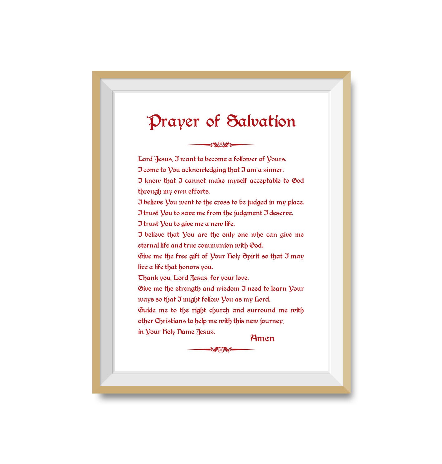 Prayer of Salvation Printable, Bible Verse Art Print, Scripture Digital Download, Prayer Wall ...