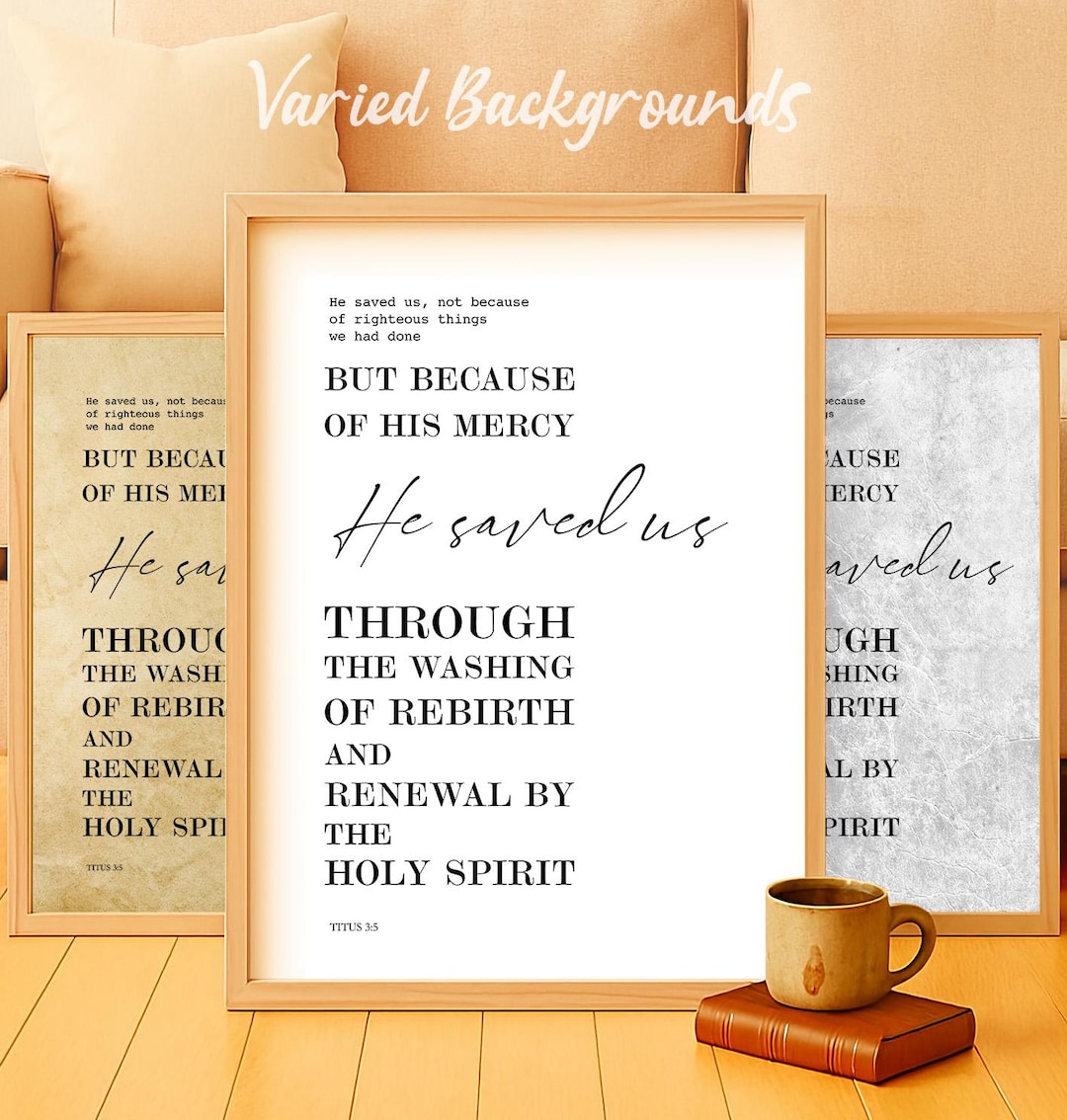 Titus 3:5 Bible Verse Poster – Christian Wall Art, Minimalist Scripture ...