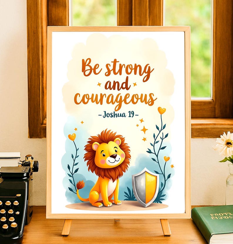 Joshua 1:9 Kids Print | Be Strong and Courageous | Christian Nursery ...