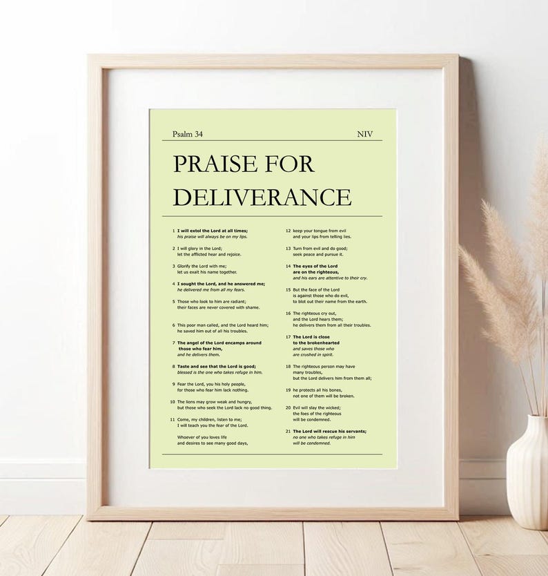Psalm 34 Printable NIV | Taste and See Wall Art | Christian Home Decor ...