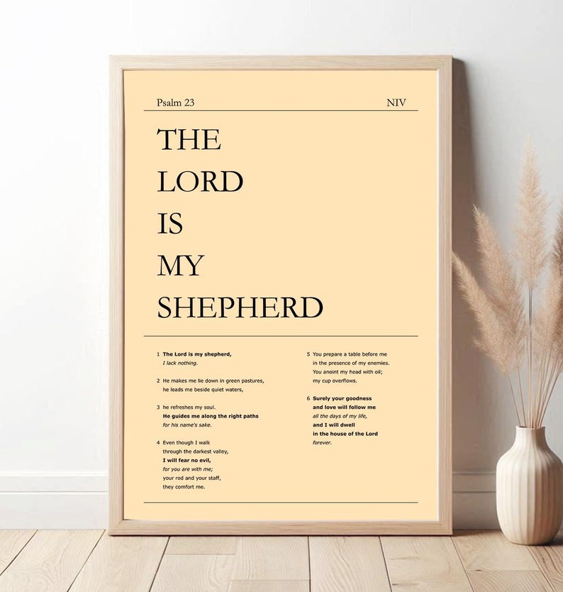 Psalm 23 Printable NIV |the Lord is My Shepherd Wall Art | Christian ...