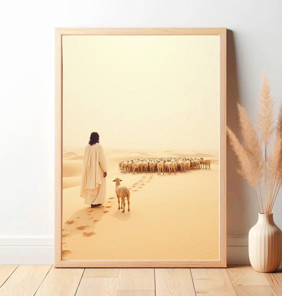 Jesus Lost Sheep Desert Print, Matthew 18:12 Bible Verse Art (digital ...