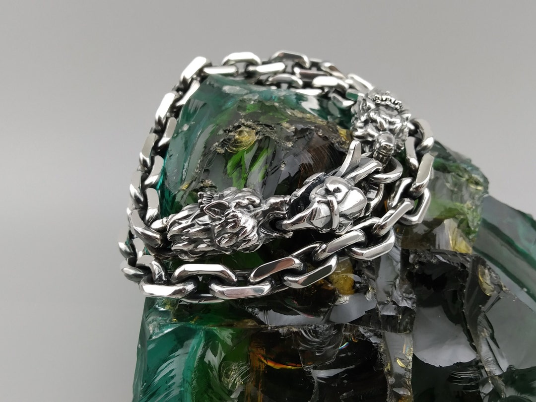 Handcrafted Oxidized 9mm Wolf Anchor Silver Jewelry Chain - Etsy