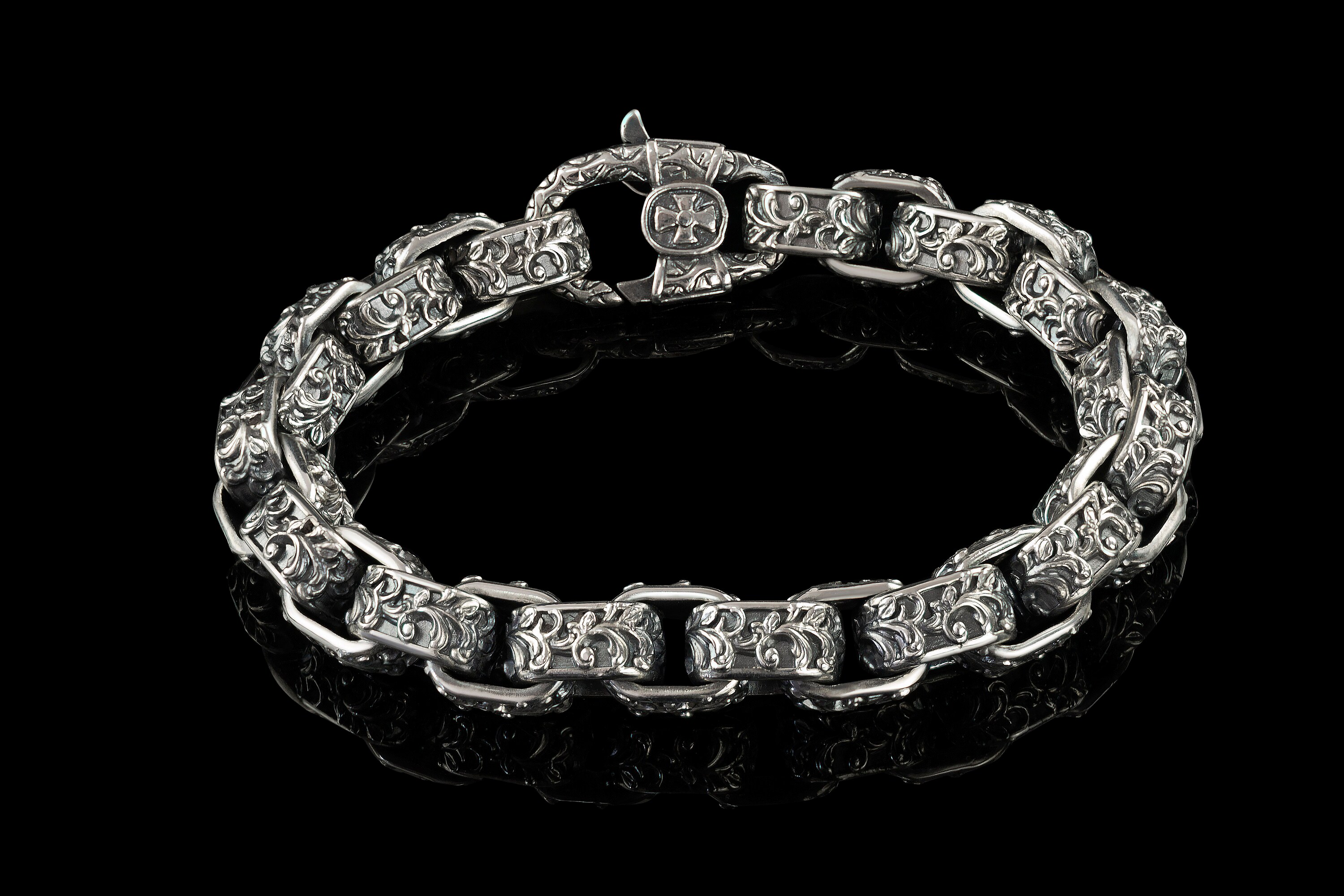 Heavy Link Victorian Silver Chain Bracelet for Men - Biker Jewelry ...