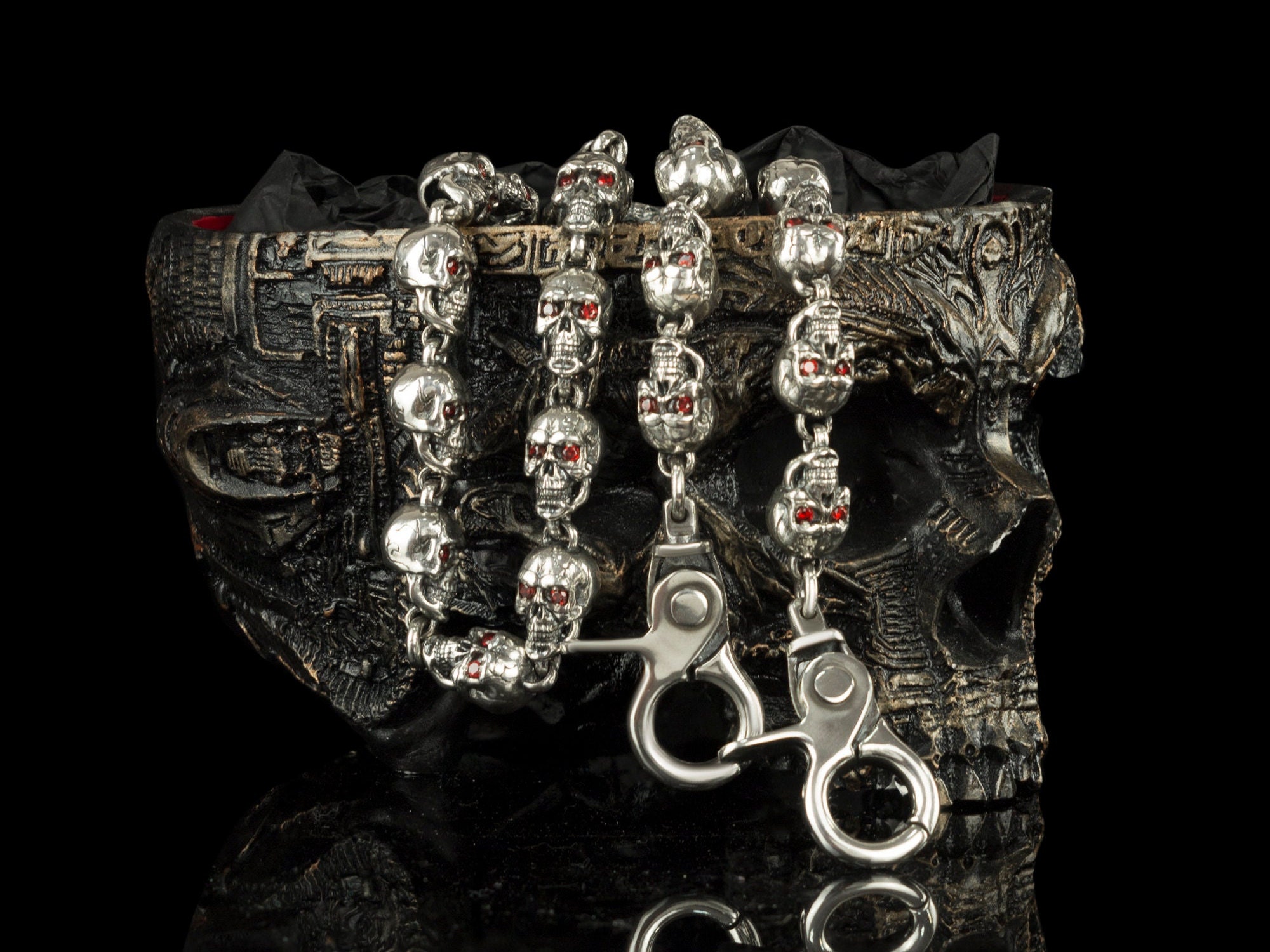 Skull Wallet Chain Biker Wallet Chain Silver Wallet Chain Men - Etsy