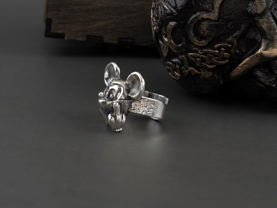 Sterling Silver Adjustable Mouse Ring for Women - Unique Animal Jewelry ...