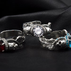 Skull Ring Women's Silver Skull Ring Adjustable Ring Skull Jewelry ...