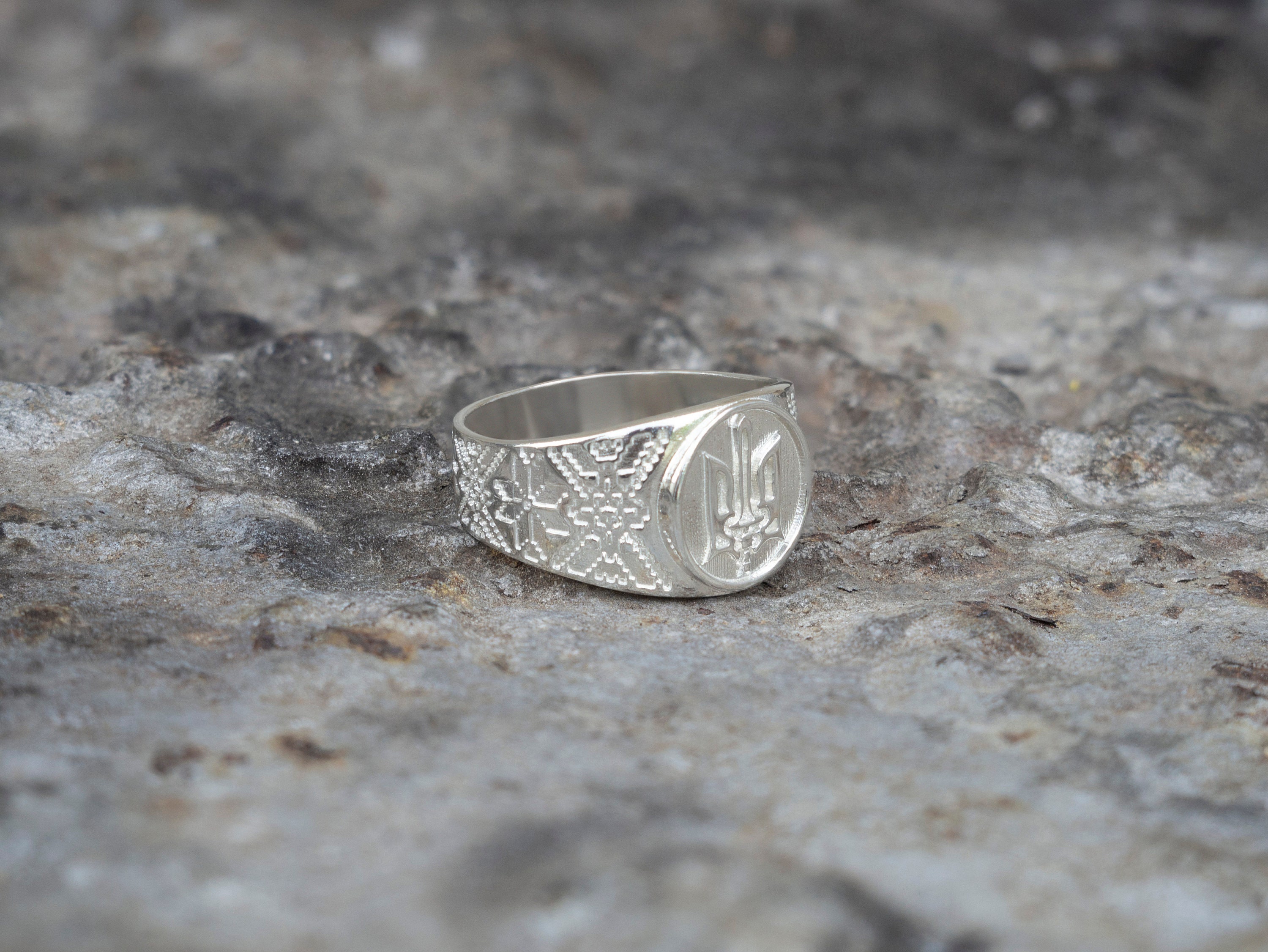Ukrainian Tryzub Ring Ukrainian Ornament Silver Trident Ring - Etsy