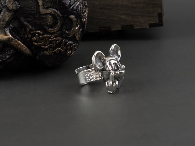 Sterling Silver Adjustable Mouse Ring for Women - Unique Animal Jewelry ...