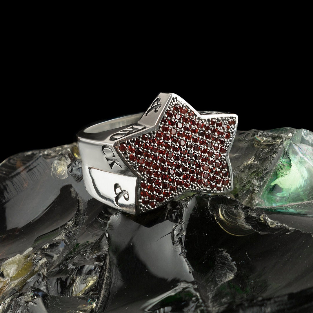 Unique Gothic Celestial Red Star Silver Women’s Rock Jewelry Gift - Etsy