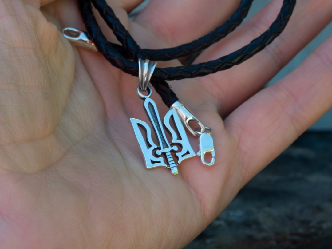 Elegant Silver Ukrainian Tryzub Pendant With Sword - Etsy