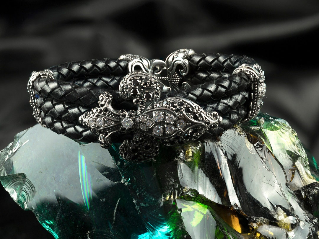 Sterling Silver Gothic Fleur De Lis Bracelet Unique Heraldic Women's ...