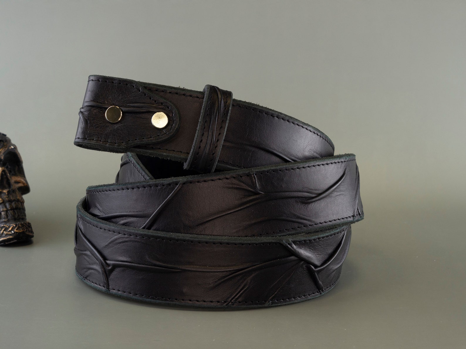 Leather Belt Strap Black Leather Strap Belt Strap for Buckle - Etsy
