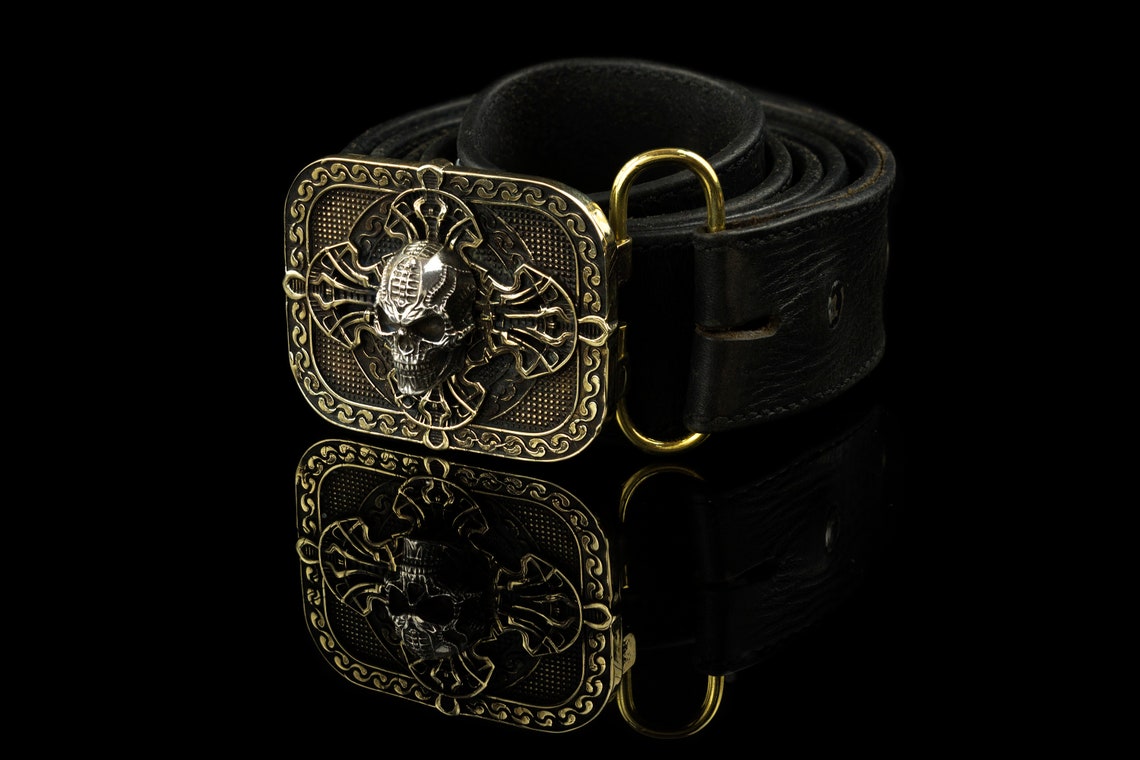 Skull Belt Buckle Silver Skull Belt Brass Belt Buckle Gothic | Etsy