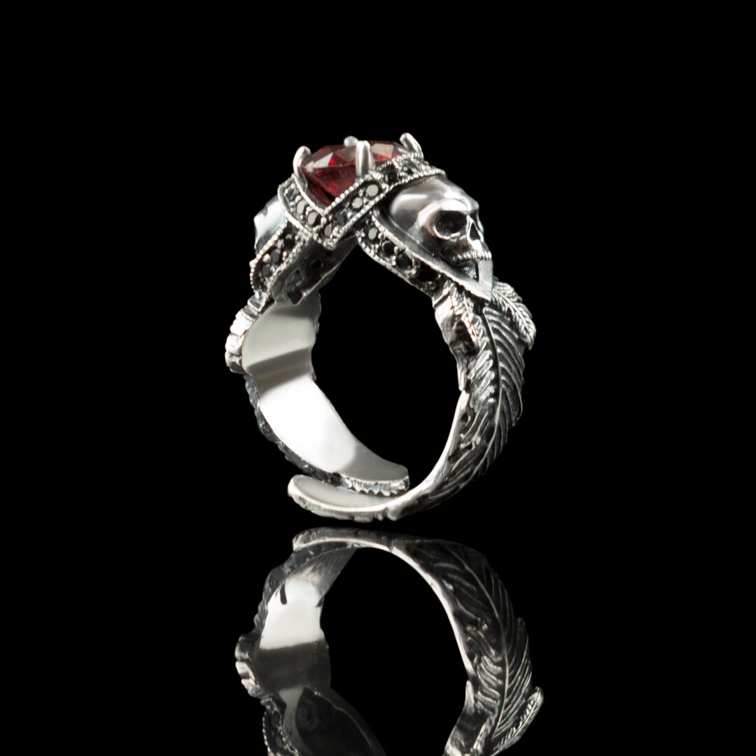 925 Silver Adjustable Gothic Yeti Feather Halloween Witches Gift ...