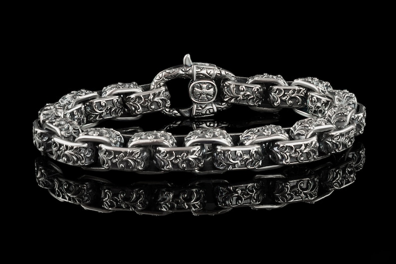 Heavy Link Victorian Silver Chain Bracelet for Men - Biker Jewelry ...