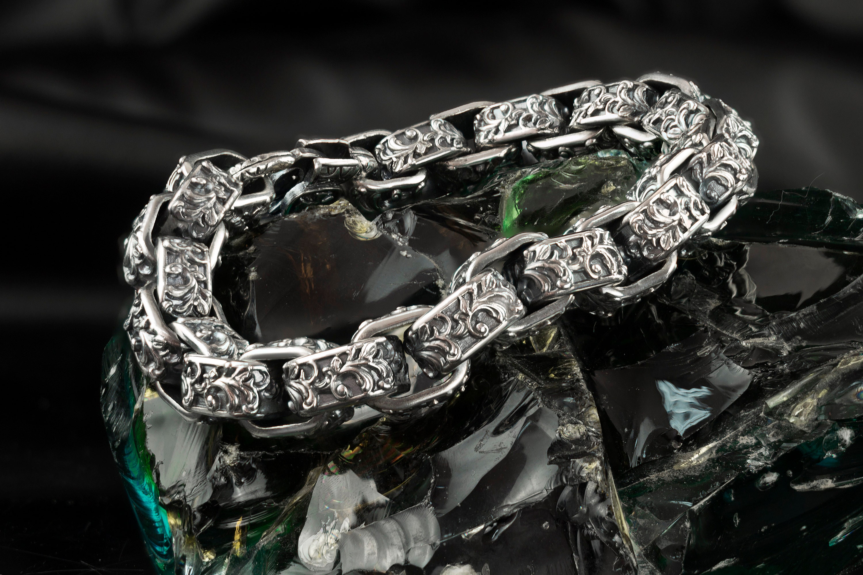 Heavy Link Victorian Silver Chain Bracelet for Men - Biker Jewelry ...
