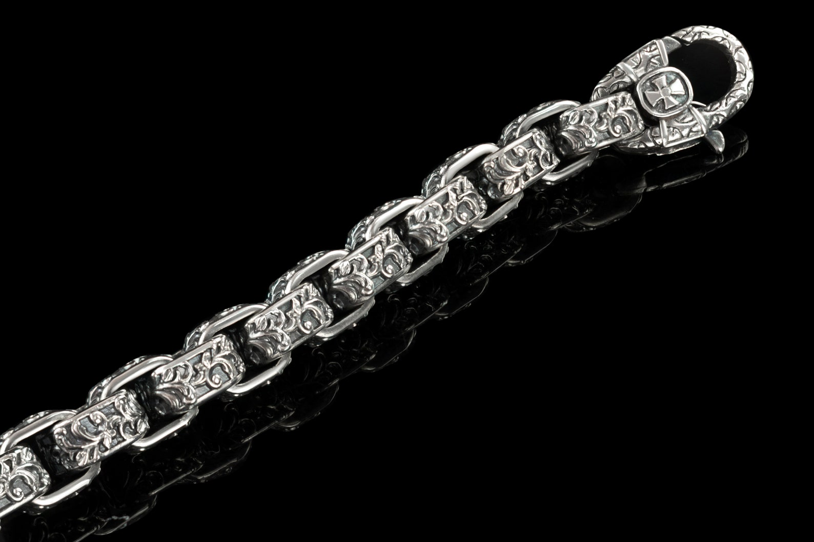Heavy Link Victorian Silver Chain Bracelet for Men - Biker Jewelry ...