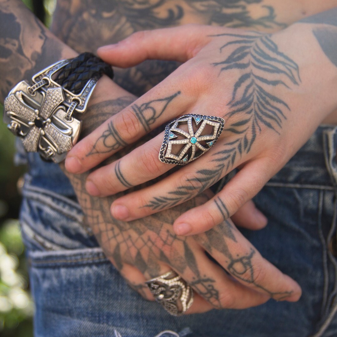 Women's Victorian Gothic Multi-stone Cross Half Finger Ring Jewelry - Etsy