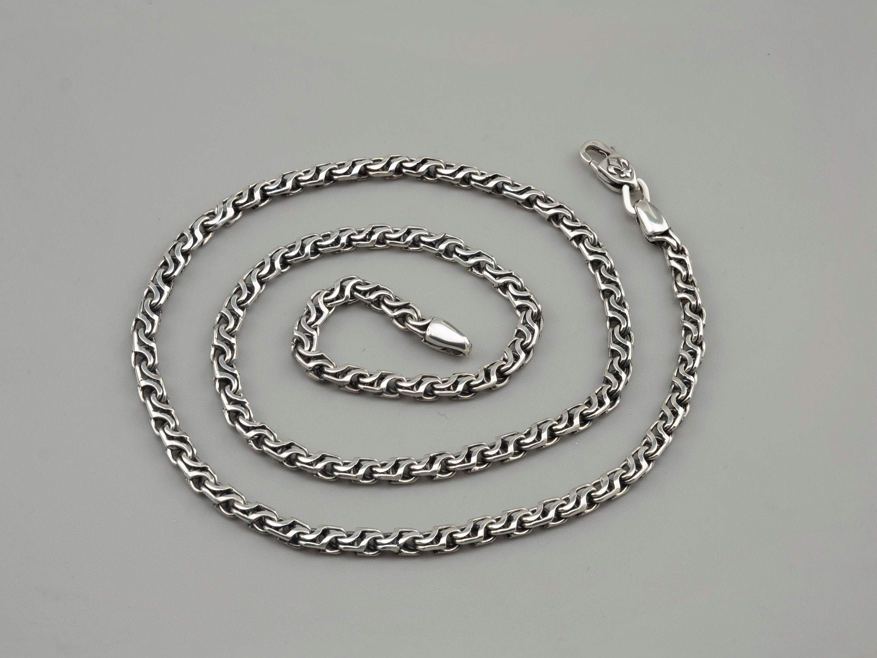 Silver Chain 5mm 925 Sterling Silver Handmade Chain Oxidized - Etsy