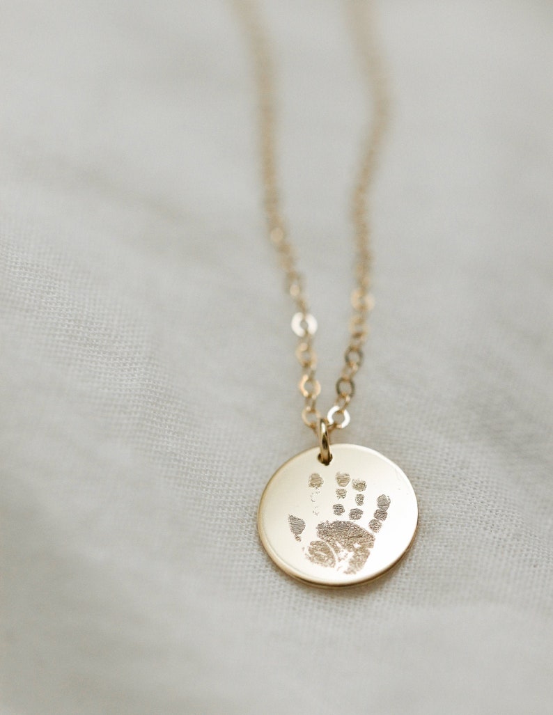 Actual Handprint With Name Necklace Footprint With Name - Etsy