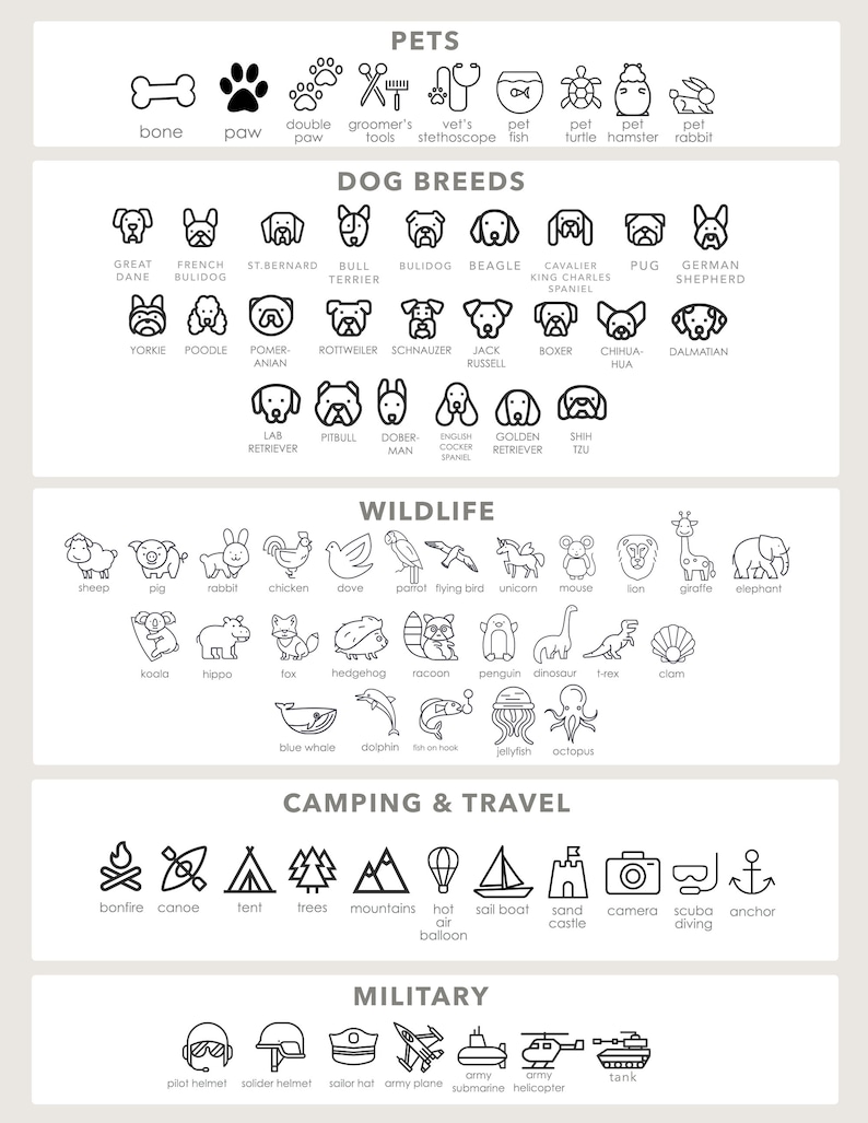 SYMBOL & FONT CHARTS - Etsy