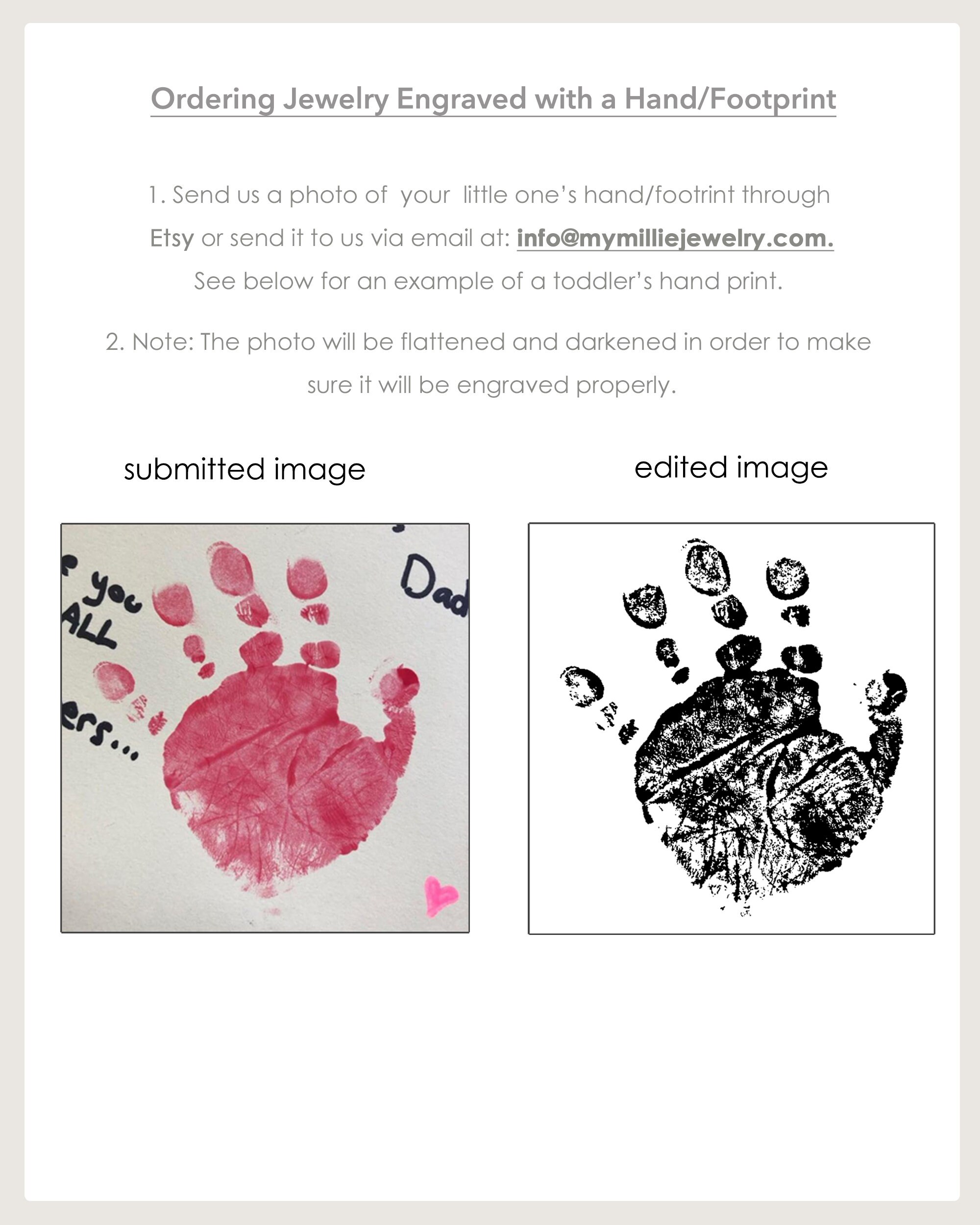 Actual Handprint With Name Necklace Footprint With Name - Etsy