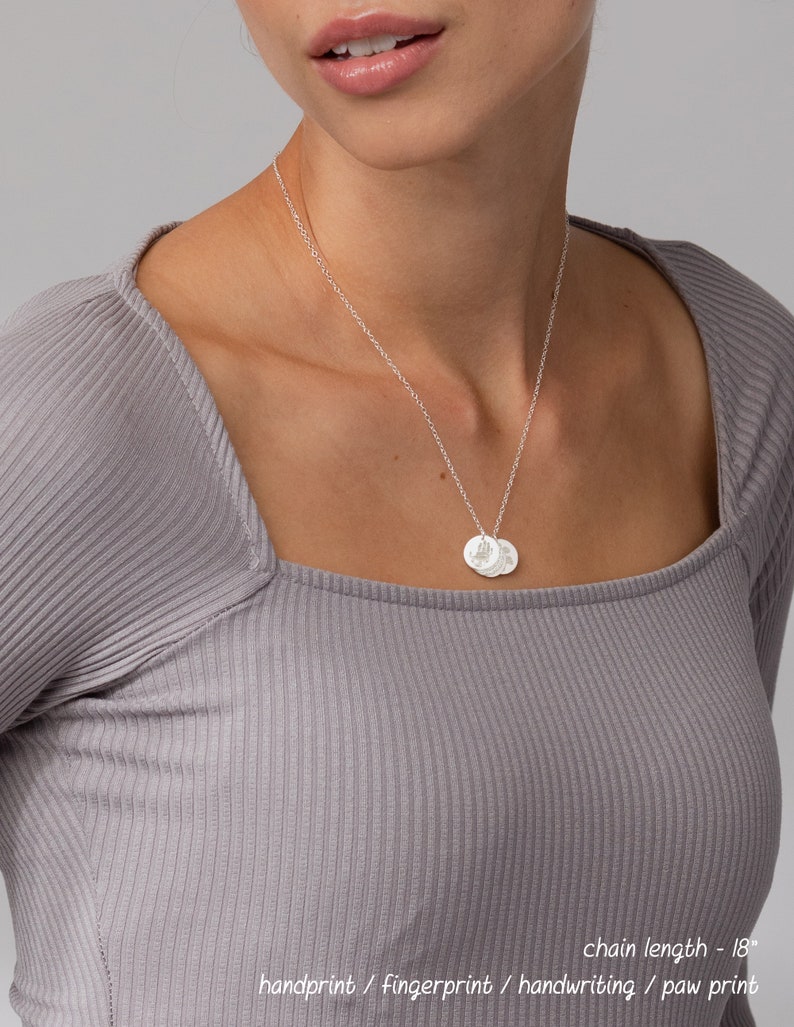 Custom Multi Disc Necklace: Engraved Handwriting, Fingerprints, Paw ...