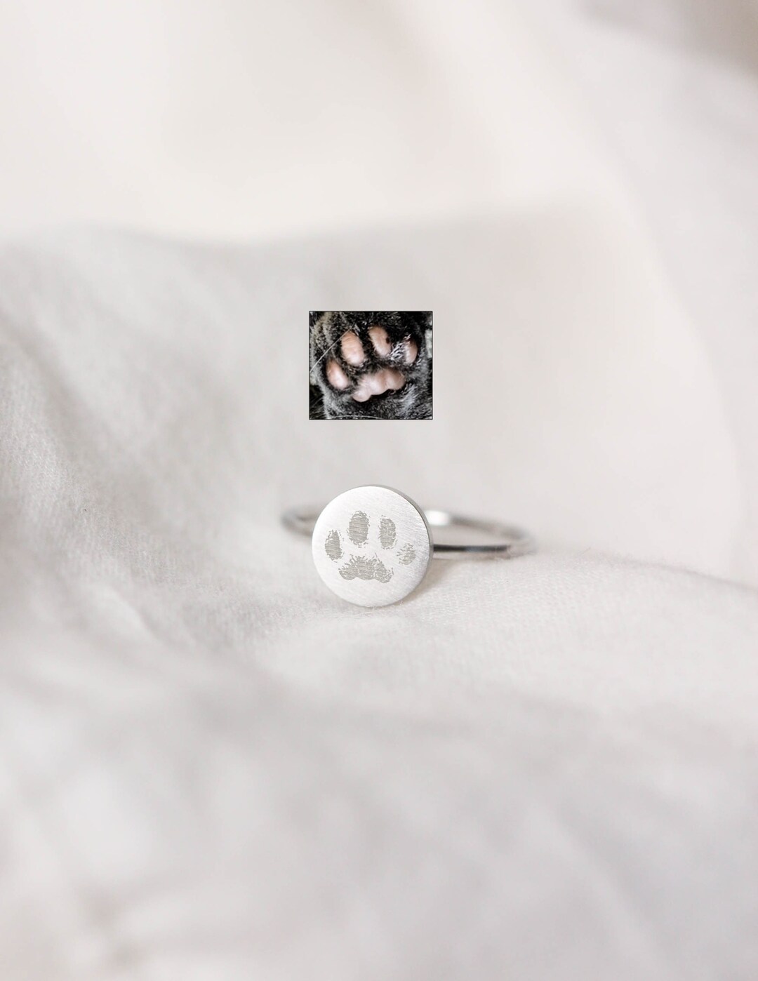 Personalized Paw Print Ring • Actual Paw Print Ring • Custom Paw Print ...