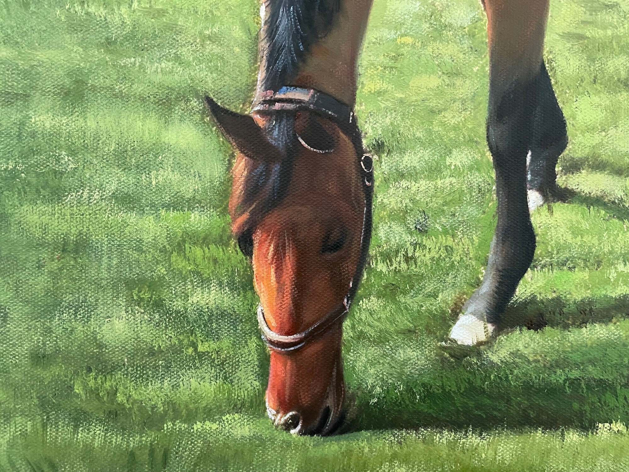 Custom Horse Portrait, Hand Painted Horse Oil Painting on Canvas ...