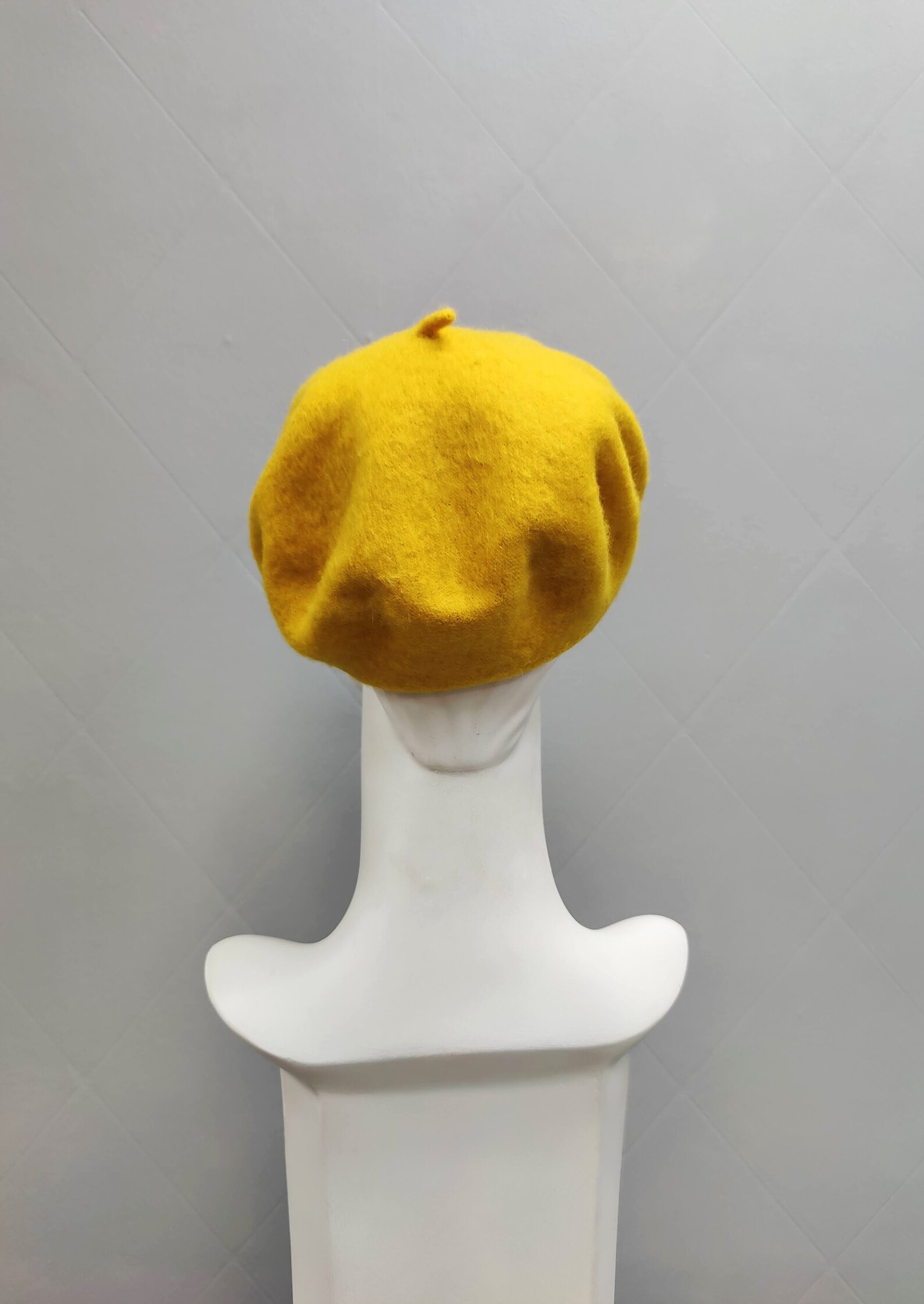 Mustard Yellow Wool Felt Leaf Decoration Beret French Style Berets for ...