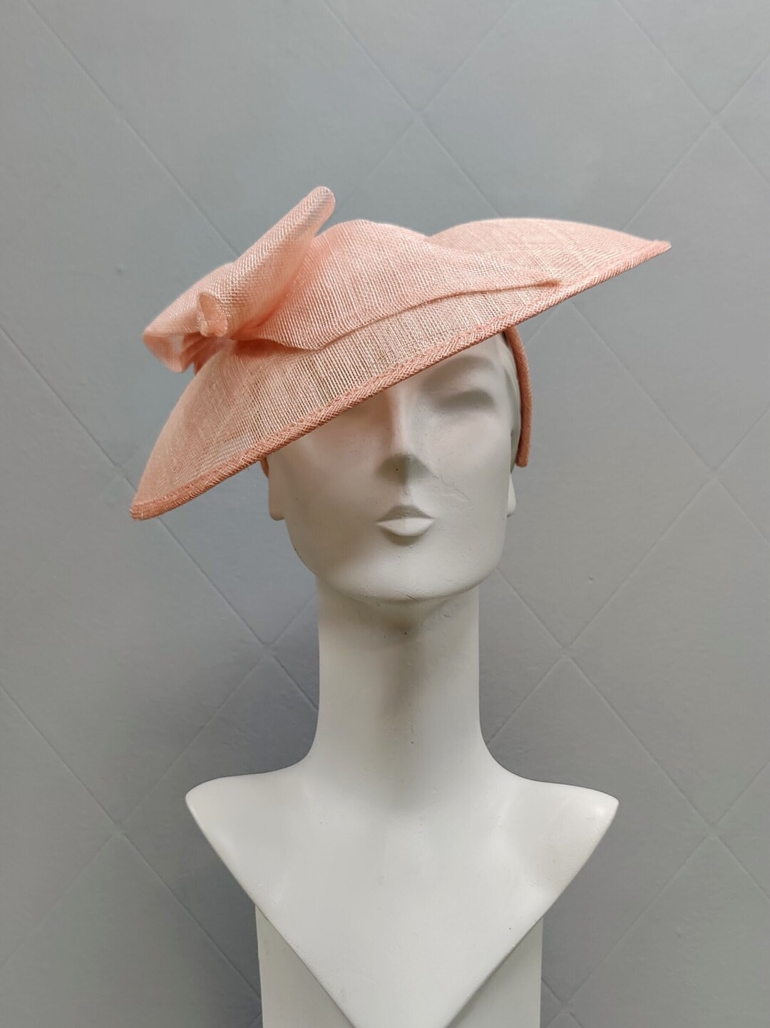 Peach Pink Saucer Hat With Bow Fascinator Millinery Hat for Special ...
