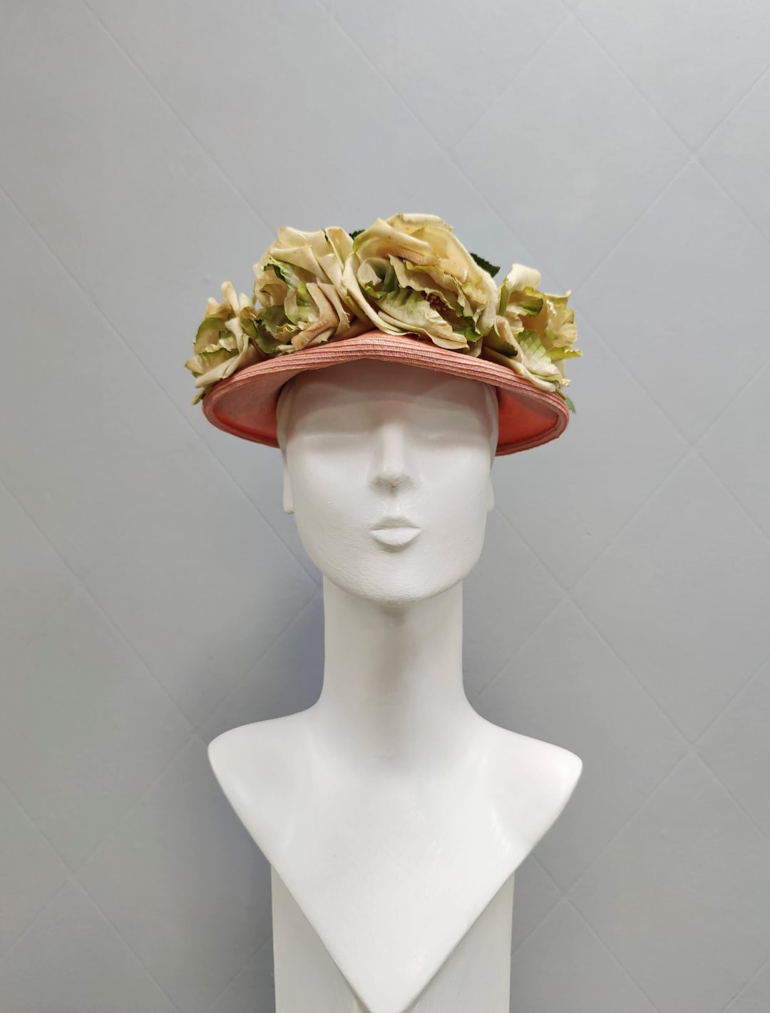 Vintage Pink Crownless Straw Summer Hat Antique Hat With - Etsy