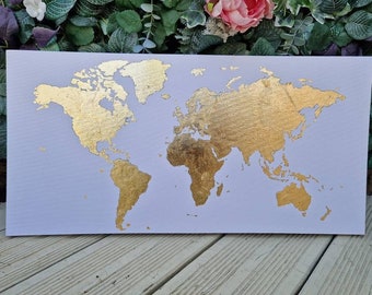 World Map Gray and Rose Gold Canvas - Etsy