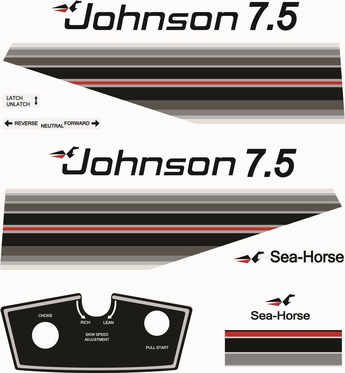 JOHNSON 7.5 1982 - Outboard Decal Set, Replica - Etsy
