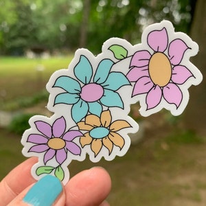 Pretty Pastel Flowers Vinyl Sticker - Etsy