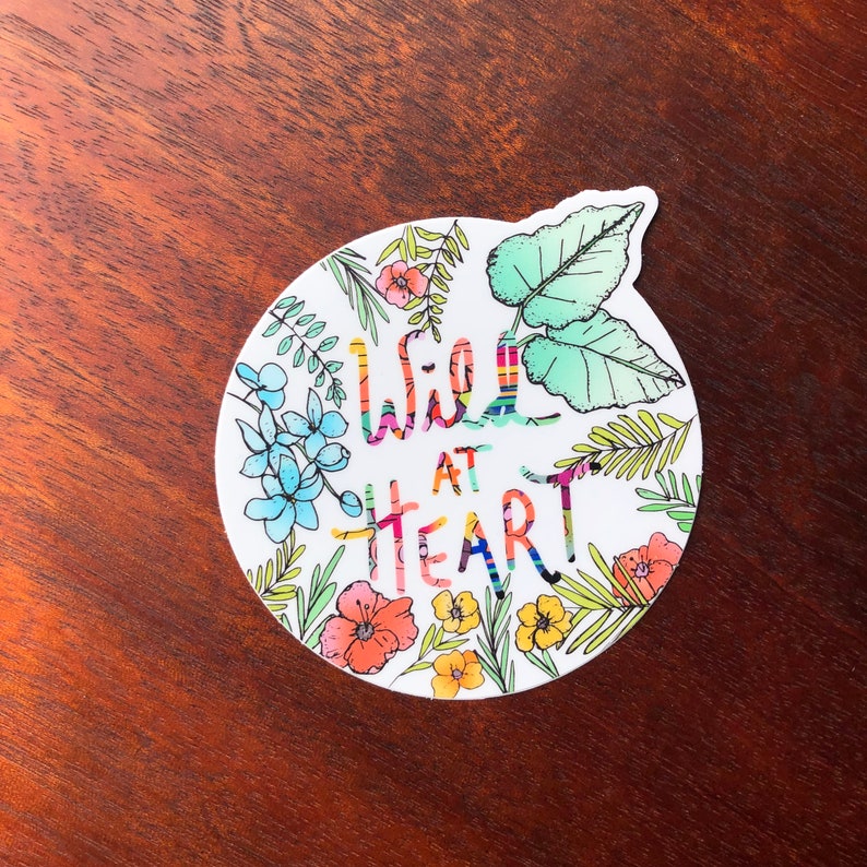 Tropical Wild at Heart Vinyl Sticker – Hand Drawn Floral Jungle Sticker ...