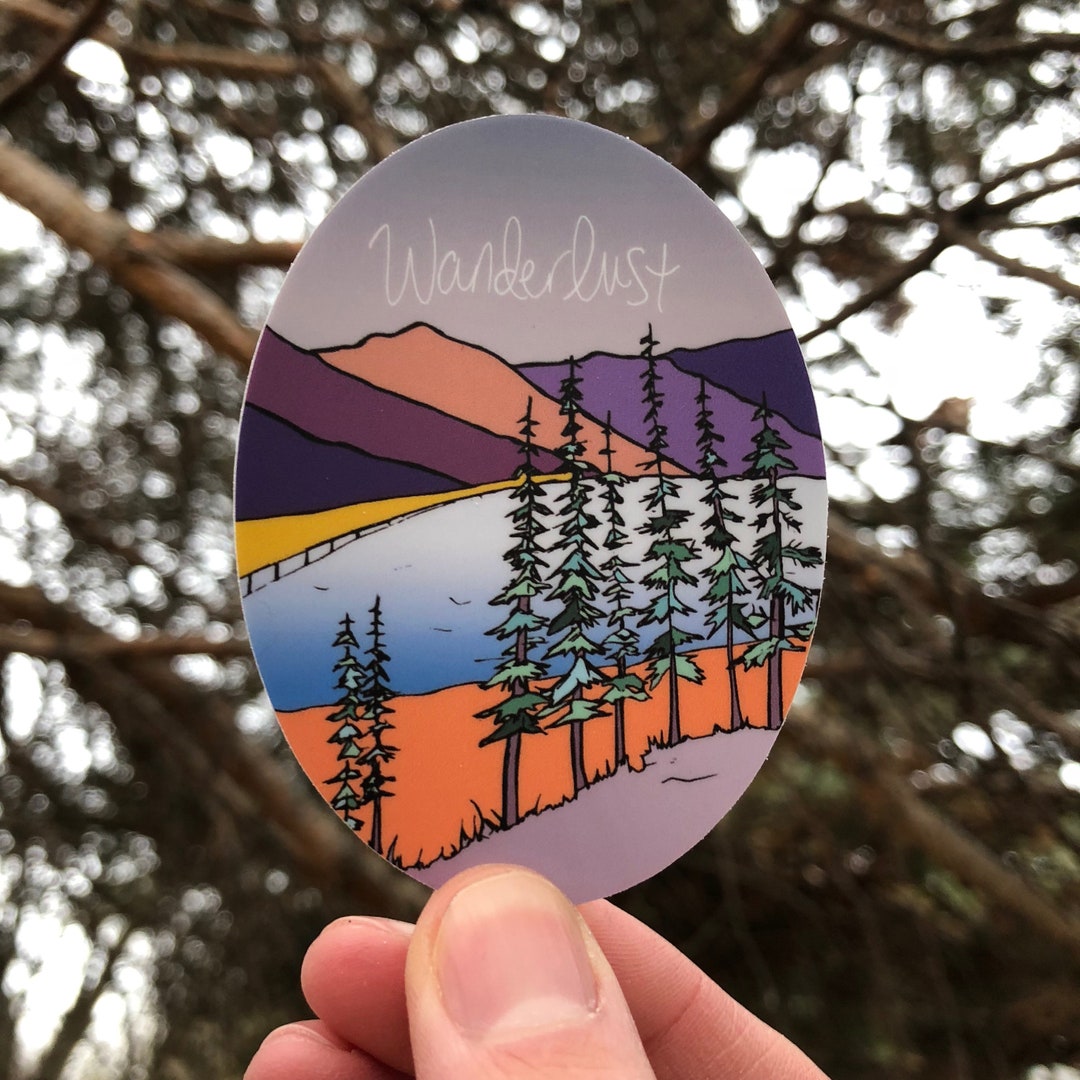 Wanderlust Adventure Vinyl Sticker | Hand Drawn Travel Sticker With ...