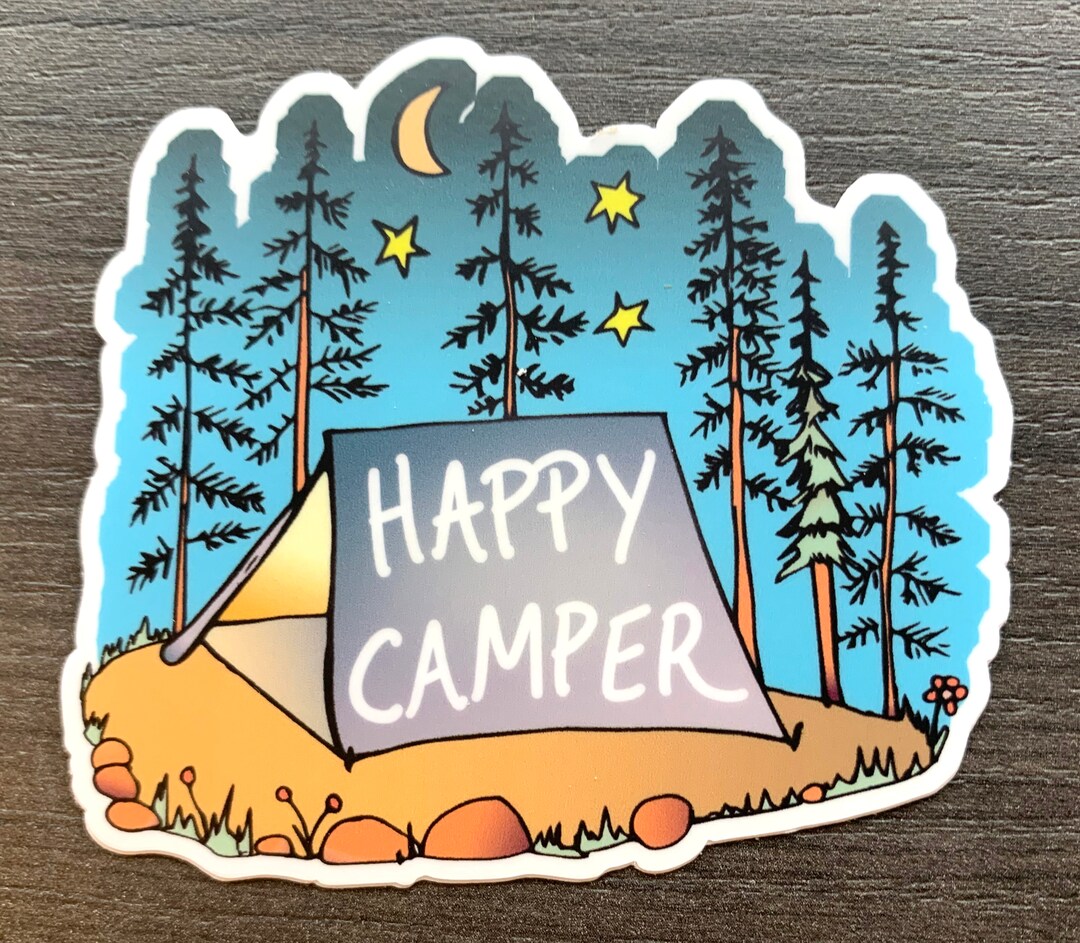 Happy Camper Vinyl Sticker - Etsy