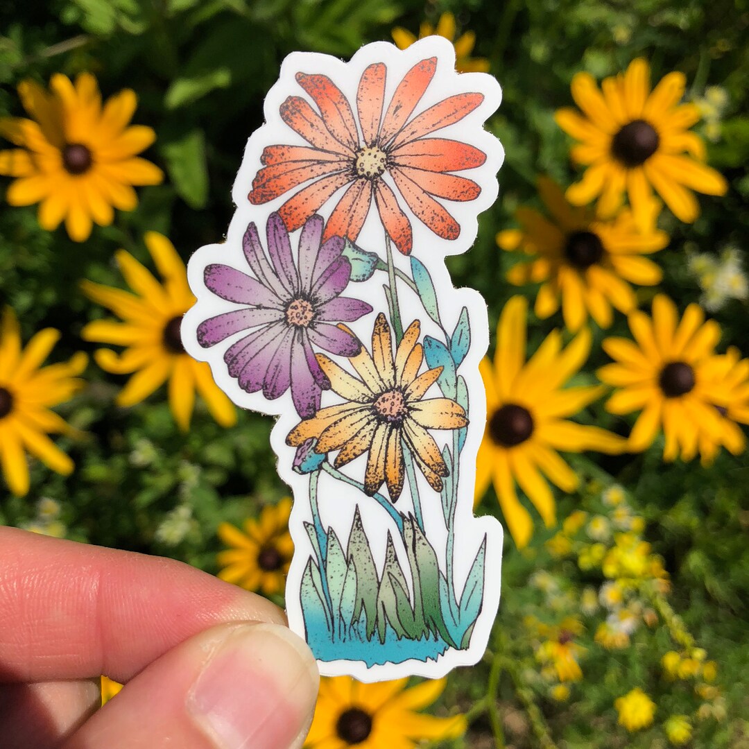 Flower Power Vinyl Flower Sticker - Etsy