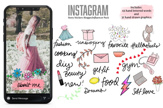Digital Stickers: Blogger/influencer Pack Hand Illustrated | Etsy