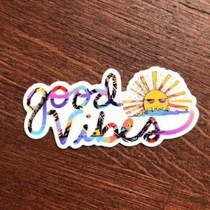 Good Vibes and Sunshine Vinyl Sticker – Hand Lettered Happy Sun ...