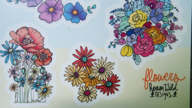 Flowers Blooming Vinyl Sticker Sheet 4 Cute Flower Stickers - Etsy